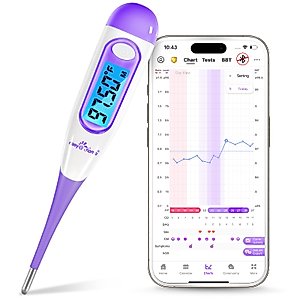 Easy@Home Digital Basal Thermometer with Large Backlight LCD Display, 1/100th Degree High Precision and Memory Recall, NOT Bluetooth Enabled,Upgraded EBT-100B-P (Purple)