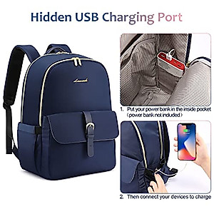 LOVEVOOK Laptop Backpack for Women, Stylish Laptop Bag, Water Resistant Travel Backpack, Fits 15.6" Laptop (Blue, M- 15.6 inches)