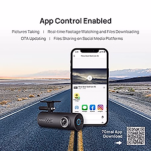 70mai Smart Dash Cam 1S, 1080P Full HD, Smart Dash Camera for Cars, Sony IMX307, Built-in G-Sensor, WDR, Powerful Night Vision