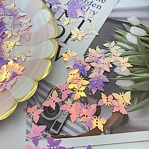 800 Pieces Holographic Butterfly Party Glitter PVC Confetti for Handicrafts, Card DIY, Engagement Wedding Bridal Shower Birthday Valentines Party Decorations (Pink)