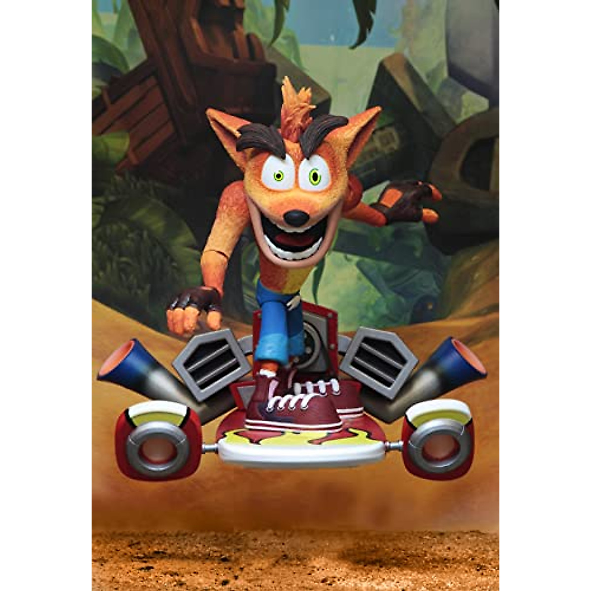 NECA Crash Bandicoot - 7” Scale Action Figure - Deluxe Crash with Jet Board