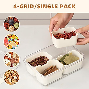 Capella Edge Snack Box - Divided Clear Serving Tray, 4 Compartments for Snacks, Fruits, Nuts, Candy - Portable for Parties, Picnics, Travel, and Entertaining