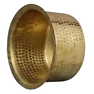 Jewellary hub Traditional Indian Pure Brass Tope | Hammered Patila | Heavy Round Tapeli | Peetal Bhagona Cookware Utensils with Lid (Patila, 02 Liter)