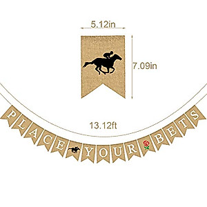 Burlap Place Your Bets Banner Kentucky Derby Party Horse Race Rose Fireplace Mantle Garland Decoration