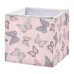 Cube Storage Bin Beautiful Butterflies Foldable Storage Basket Toy Storage Box for Home Organizing Shelf Closet Bins, 11 x 11 x 11-Inch