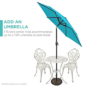 Best Choice Products 3-Piece Outdoor Rust-Resistant Cast Aluminum Patio Bistro Set w/Tulip Design, Antique Finish - White