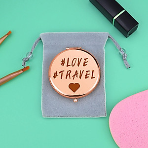 Travel Lover Gift for Women Traveler Gift Travel Makeup Mirror for Sister Friend Daughter Traveler Lover Present Ideas Motivational Folding Makeup Mirror for Niece Girl Bestie Christmas Birthday