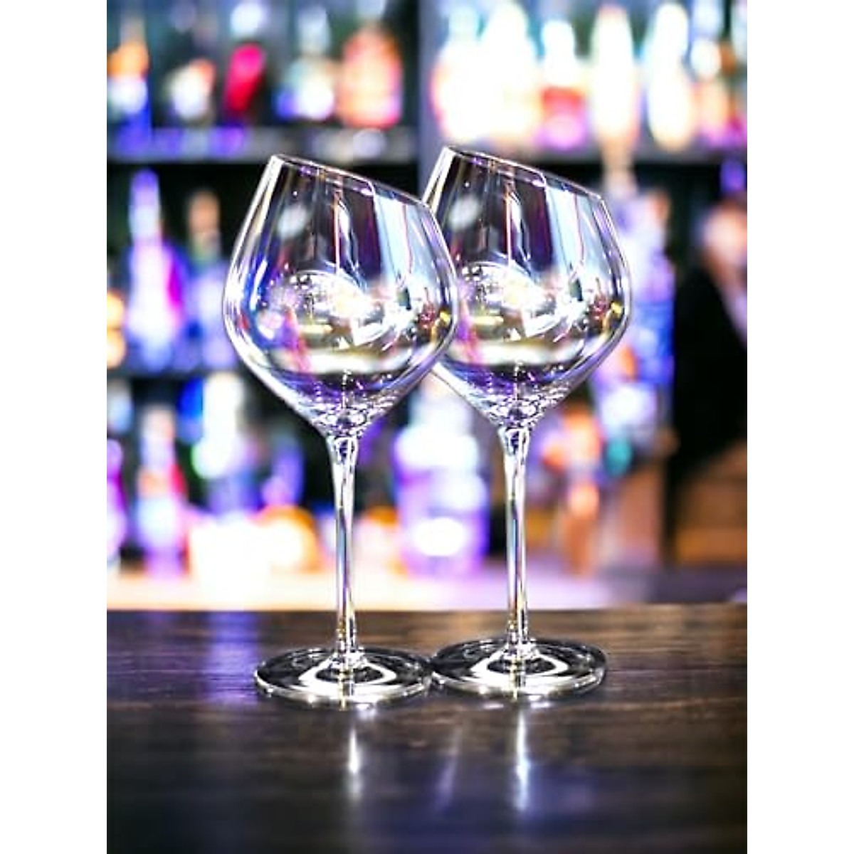 Luxrify Enhance Your Wine Experience Iridescent Wine Glasses - Premium Quality, Unique Design at Rim, Long Stemware, Hand-Blown & Perfect for Wine Lovers, Colored Stemware (Set Of 6)