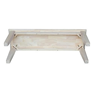 IC International Concepts Shaker Style Bench for Kitchen/Dining, Solid Parawood, 47"W x 14.37"D x 18.7"H, 450 lb Capacity, Paint or Stain in Any Color Any Color, Unfinished