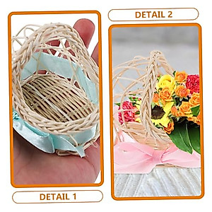 Mikinona 12pcs Small Basket with Handle Wedding Favor Basket Baskets Girl Basket Dollhouse Woven Stroller Rustic Basket Easter Basket Wedding Decor Basket Rattan