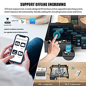 ATOMSTACK Laser Engraver 60W, A10 Laser Engraving Cutting Machine, 10W Laser Power, Compatible with Control Terminal, DIY Engraver Tool for Metal/Glass/Wood, Engraving Accuracy 0.01mm, Area(17"x16")