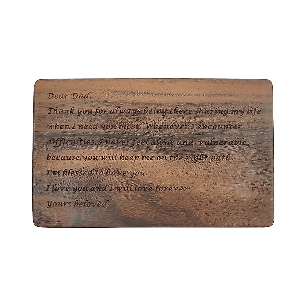 MOJIA Personalized Engraved Wood Wallet Insert Card for Men Women, Custom Wallet Cards for Husband from Wife, Mini Love Note, Boyfriend Deployment Gift (Red wood)