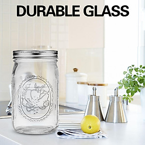eleganttime Wide Mouth Mason Jars 32 oz with Lids and Bands Set of 12 Jars,Quart Large Glass Mason Jars with Airtight Lids,Great for Canning,Fermentation and Preservation