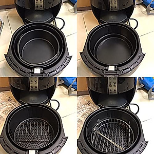 Air Fryer Rack Air Fryer Accessories 8'' Set of 3 Multipurpose Double Layer Rack with Skewer Round Cooking Rack Toast Rack Compatible with XL Air Fryer