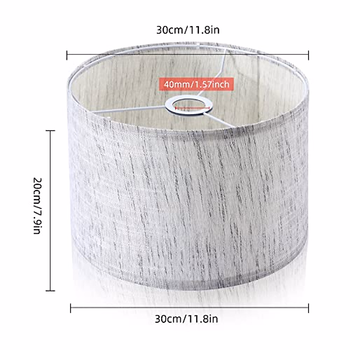 YISUN Lamp Shades Set of 2, Drum Fabric Lampshades for Table Lamps, Wall Lamp, Floor Lamp, Natural Linen Hand Crafted, For E26/E27 Lampholder Medium Drum Shades, Spider Fitter (Linen White)