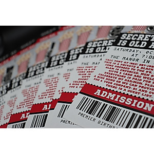 Movie Birthday Party Ticket Invitations, Movie Party Invitations, Cinema Birthday Party Invite, Broadway Party Invitation (Red/Black)