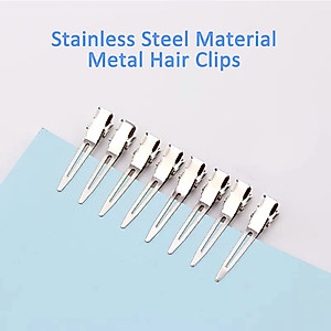 60 Pcs Metal Duck Billed Hair Clips for Women Styling Sectioning, Gingbiss 1.77" Silver Hairdressing Single Prong Curl Clips with Storge Box, Alligator Clips Hair Pins for Hair Salon, Barber, DIY