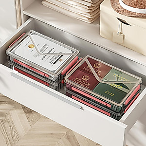 Marte Vanci Plastic Storage Bin with Lid Portable Project Case with Handle Clear Storage Box Transparent File Document Protector Stackable Container for A4 Letter Paper Photo Crafts Scrapbook
