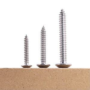 #6 x 1/4 (100 pcs) Truss Head Wood Screws, Self Tapping Screws, 304 Stainless Steel 18/8, Mushroom Head, JISB1122T