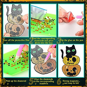 Zonon 20 Pcs Halloween Diamond Painting Refrigerator Magnets Diamond Art Kits Fridge Magnets Sticker for Fridge Whiteboards Car Mailbox Decor Boys Girls Halloween DIY Craft
