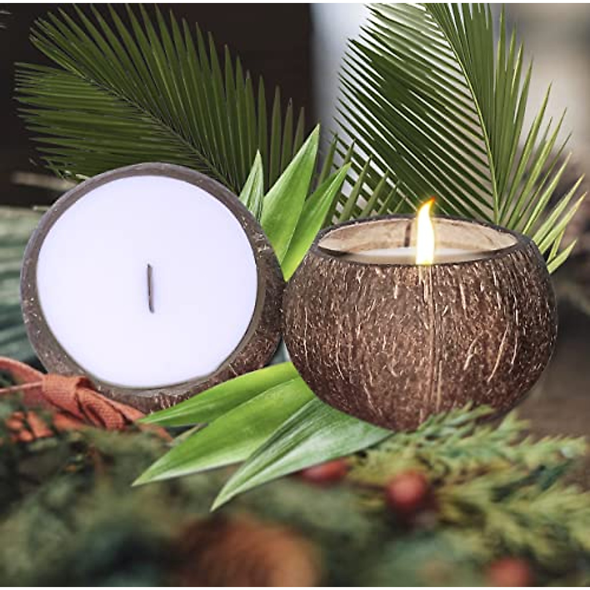 Coconut Bowl Candle – 14oz Premium Soy – Wood Wicked Coconut Scented Candle – Natural Coconut Shell – Eco Friendly – Ideal for Home and Beach Décor – Aromatherapy Candle