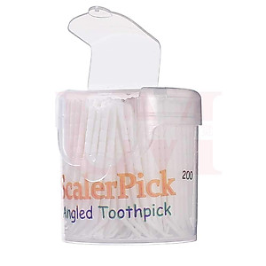 Angled toothpick Scalerpick White Plastic Household Teeth Cleaning Curved Hook 2 Bottle 400pieces