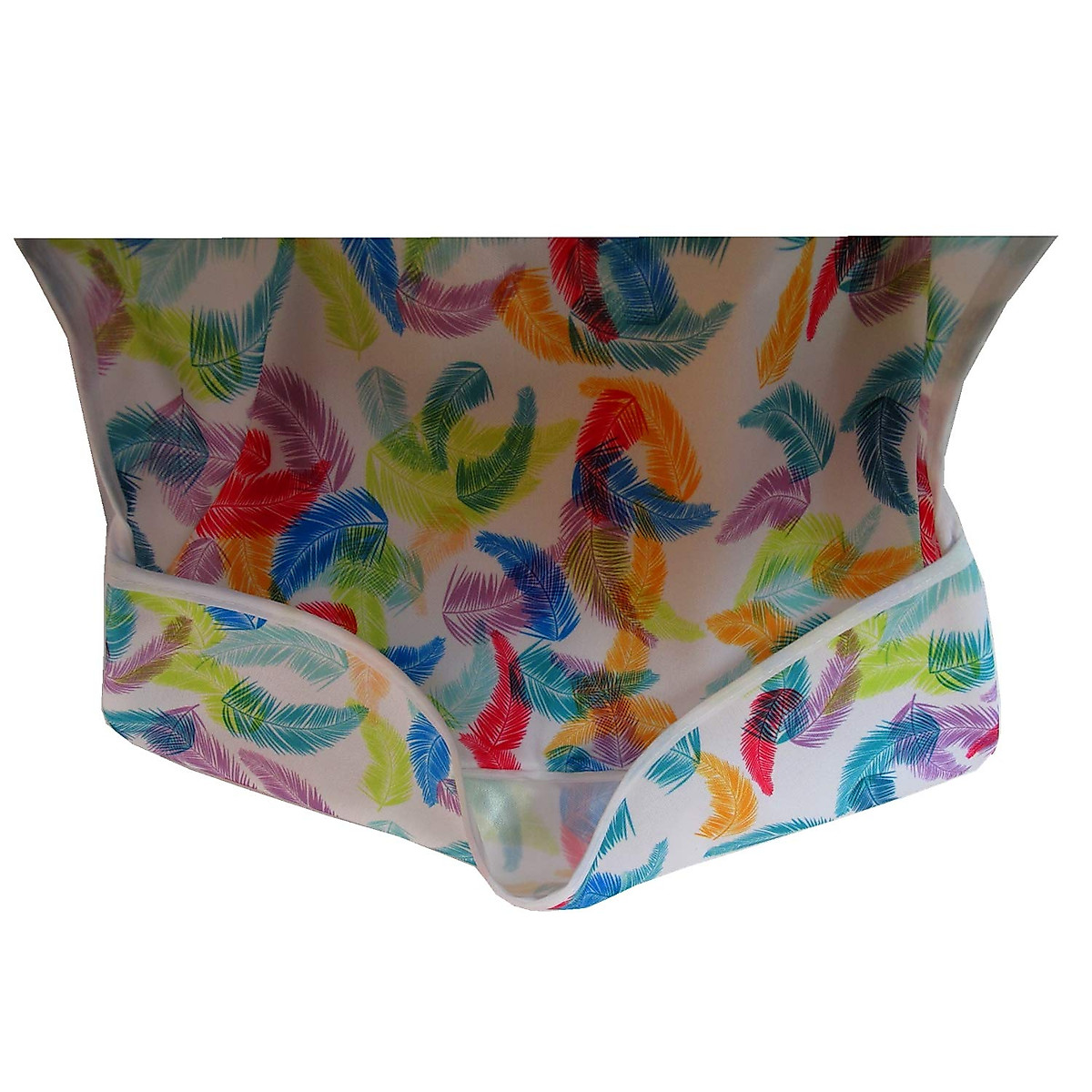 MUMBABY Baby Bib Sleeved Shirt with Pocket 1-3 Years Old Toddler Smock, Waterproof and Washable (White Feather