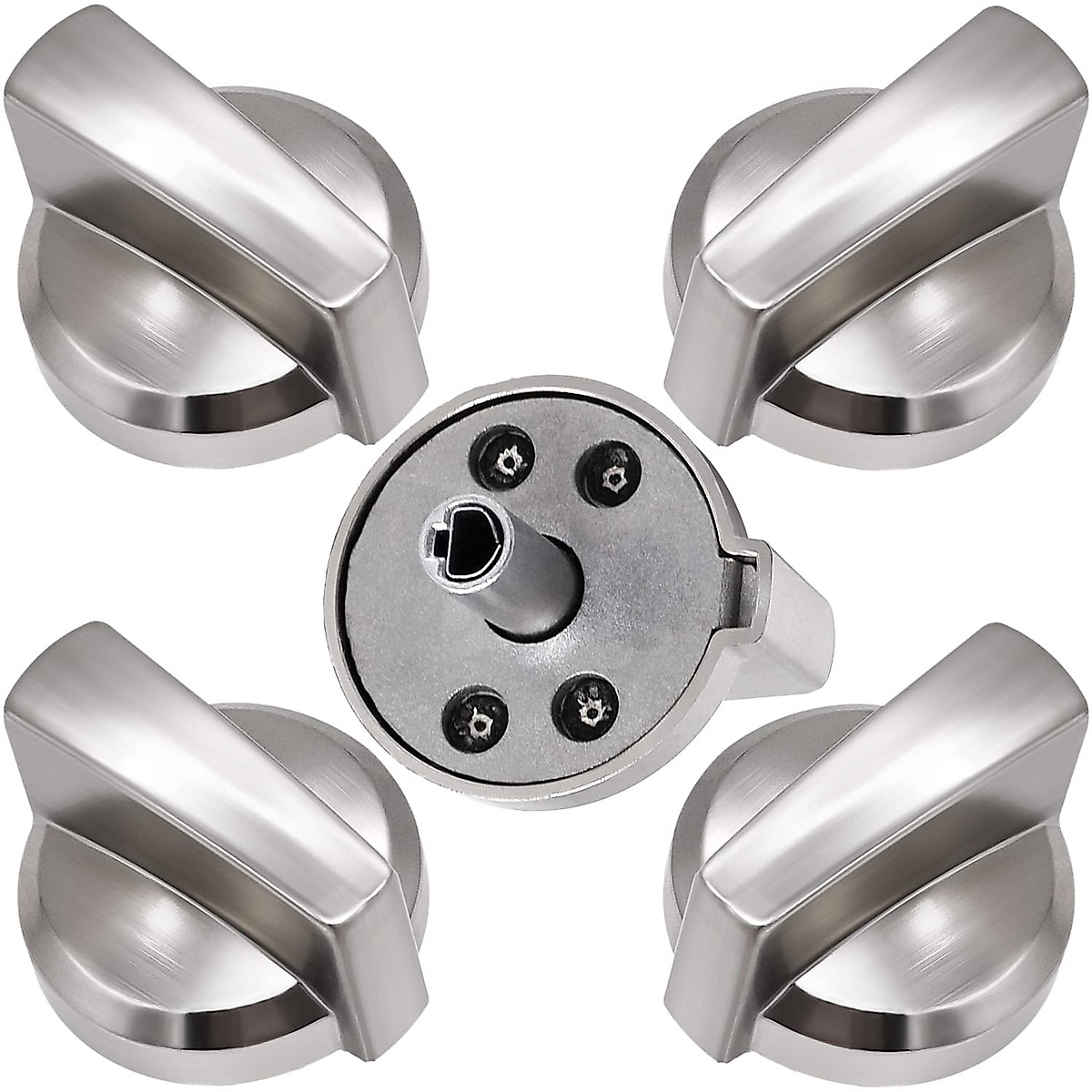 Funmit 5 Pack WB03X25796 Heavy Duty Burner Knob Exact Compatible with General Electric(GE) Stove Range Replaces AP5986232 WB03T10326 PS11721433 B071RXPPGF 4362262 Cooktop, Silver