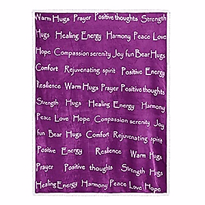 CIMA Healing Positive Blanket, Gift for People Need Hug Strength Company, Thoughts Positive Energy Love & Hope & Fluffy Comfort (50 x 60 Inch Purple)