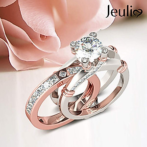 Jeulia Diamond Band Rings for Women cz Sterling Silver Interchangeable Ring Sets Wedding Engagement Anniversary Promise Ring Bridal Sets