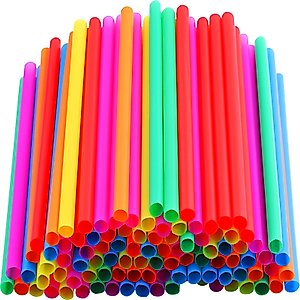 200Pcs Jumbo Straws,Assorted Colors Smoothie Straws Disposable,Wide-mouthed Boba Straw, Large Bubble Tea Straw Extra Long,Plastic Wide Straws for Milkshakes,Beer,Frozen Drinks,Party Supplies