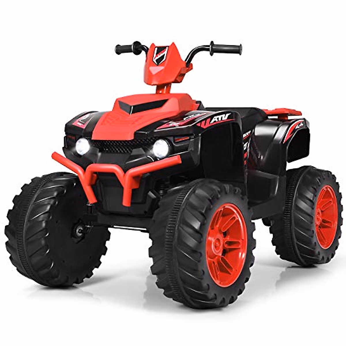 Costzon Kids ATV, 12V Battery Powered Electric Vehicle w/LED Lights, High & Low Speed, Horn, Music, USB, Treaded Tires, Ride on Car 4 Wheeler Quad for Boys & Girls Gift, Ride on ATV (Red)