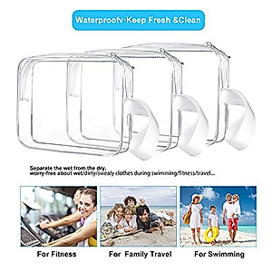 Sariok 3pcs/pack Clear Toiletry Bag with Zipper TSA Approved Travel Cosmetic Bag PVC Make-up Pouch Handle Straps for Women Men, Carry On Airport Airline Compliant Quart Bags 3-1-1 Kit Luggage