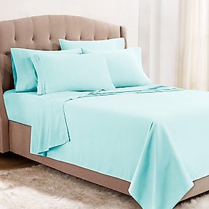 Clara Clark Full Sheets, 6 Piece Set - Hotel Luxury Sheets for Full Size Bed, Super Soft Bedding Sheets & Pillowcases, Full Size Sheets, Aqua Light Blue