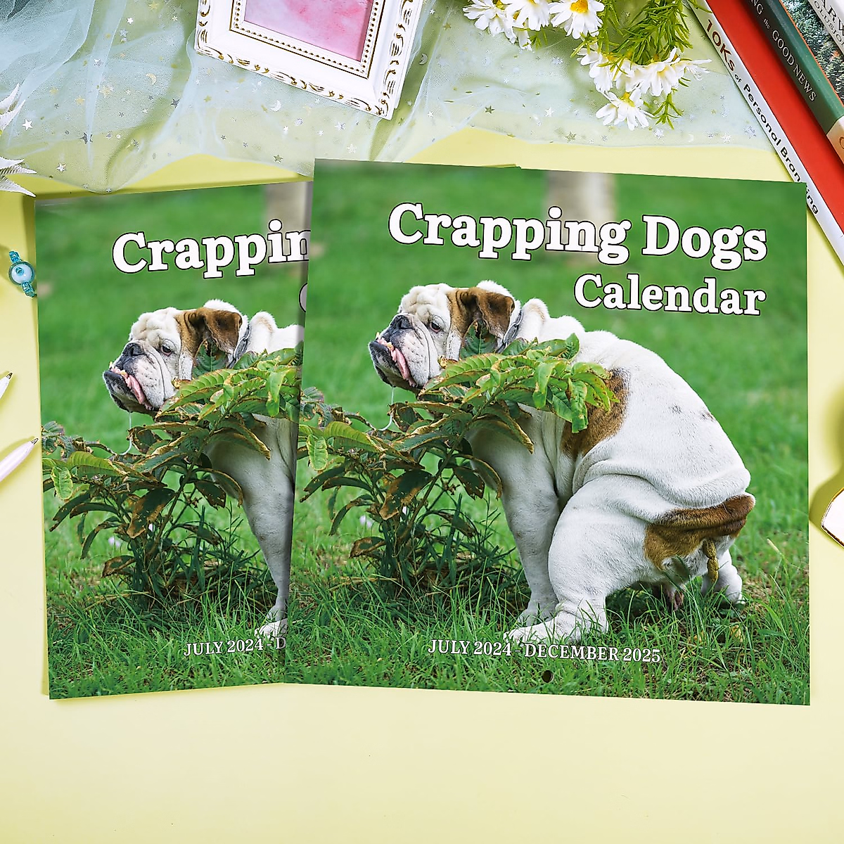 2024-2025 Wall Calendar – 18 Monthly Pooping Dogs Calendar 2024-2025, Jul 2024 - Dec 2025, Funny Dog Calendar Gag Gifts, 11.8" x 23.6" (Open), 11.8" x 11.8"(Closed), Perfect White Elephant Gift Funny