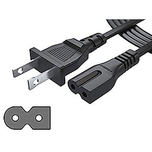 Pwr Long 6Ft 2 Prong Polarized-Power-Cord for Vizio-LED-TV Smart-HDTV D-E-M-Series Others 2 Slot Adapter-AC-Wall-Cable: IEC-60320 IEC320 C7 to NEMA 1-15P UL Listed Black