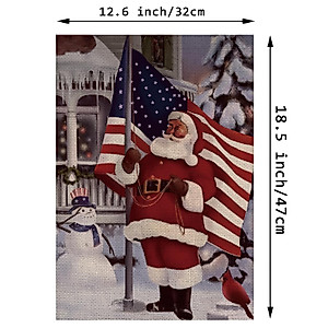 Christmas Garden Flag Santa Claus Cardinal Double Sided Burlap Vertical Rustic Outdoor Decorations Rise the US Flags Merry Christmas Yard Decor 12.5 x 18 Inch