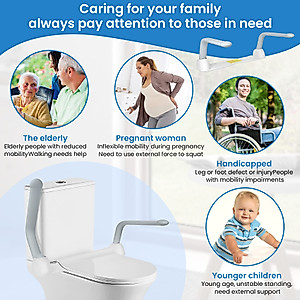 Toilet Safety Rails for Elderly (520 lbs), Handicap Toilet Rails with Foldable Handles, Toilet Assist Rails, Toilet Rails for Seniors, Heavy Duty Toilet Safety Frames Rails with Arms, Easy Installatio