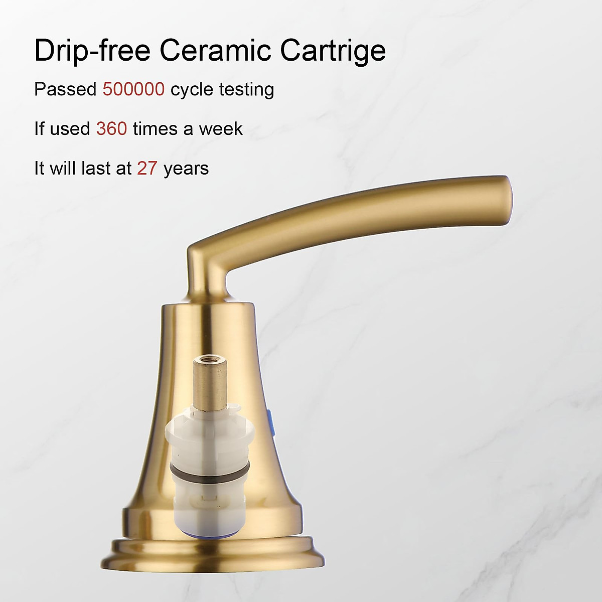 RKF Faucet- Replacement Lever Handles with Valve Faucet Accessory Faucet Parts Faucet Kit Brushed Gold B023