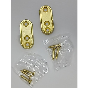 1 Pair Oval Wardrobe Rod Tube Open End Support Cap Flanges with Installation screws (Matte Brass)
