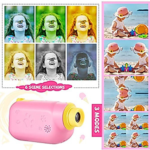 SUZIYO Kids Video Camera Digital Camcorder, Birthday Gifts for Age 3 4 5 6 7 8 9 Boys and Girls, Children Videos Recorder Toy for Toddler HD 1080P 2.4 Screen with 32GB Micro SD Card- Pink