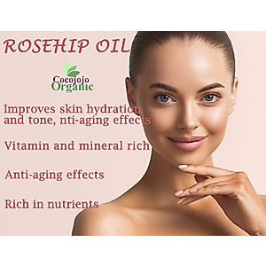 cocojojo Rosehip Oil for Face, Rose Oil for Face, Rose Hip Oil for Face, Rosehip Oil, Pure Unrefined Cold Pressed All Natural for Hair Skin Face Body Nails - 16 Oz