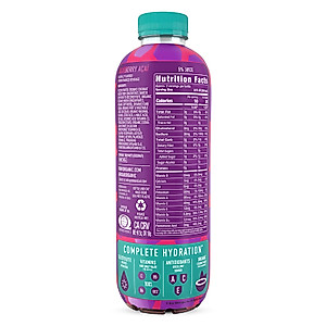 Roar Organic Electrolyte Infusions - USDA Organic - Blueberry Acai - with Antioxidants, B Vitamins, Low-Calorie, Low-Sugar, Low-Carb, Coconut Water Infused Beverage 18 Fl Oz (Pack of 12)