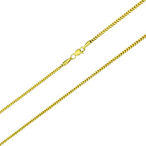 Nuragold 14k Yellow Gold 2mm Franco Chain Box Square Wheat Pendant Necklace, Mens Womens Jewelry 16" 18" 20" 22" 24"