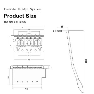 SAPHUE 52.5mm Guitar Stratocaster Tremolo Bridge Set for Fender Strat Squier Electric Guitar Replacement (Chrome, 52.5mm)