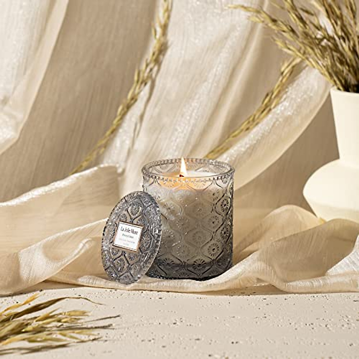 LA JOLIE MUSE Scented Candle, Candles for Home Scented, Linen Scented Candle, 8 oz 50 Hours Burn, Candles Gift for Women & Men