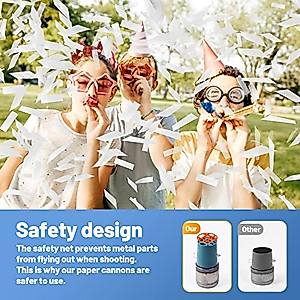 White Confetti Cannon 12 Inch,Water Soluble White Rice Paper,Wedding Confetti Biodegradable(5 Pack),Launches 20-25ft,Rice Confetti Poppers for Outdoor,Birthday,Celebrations,Weddings and New Years Eve