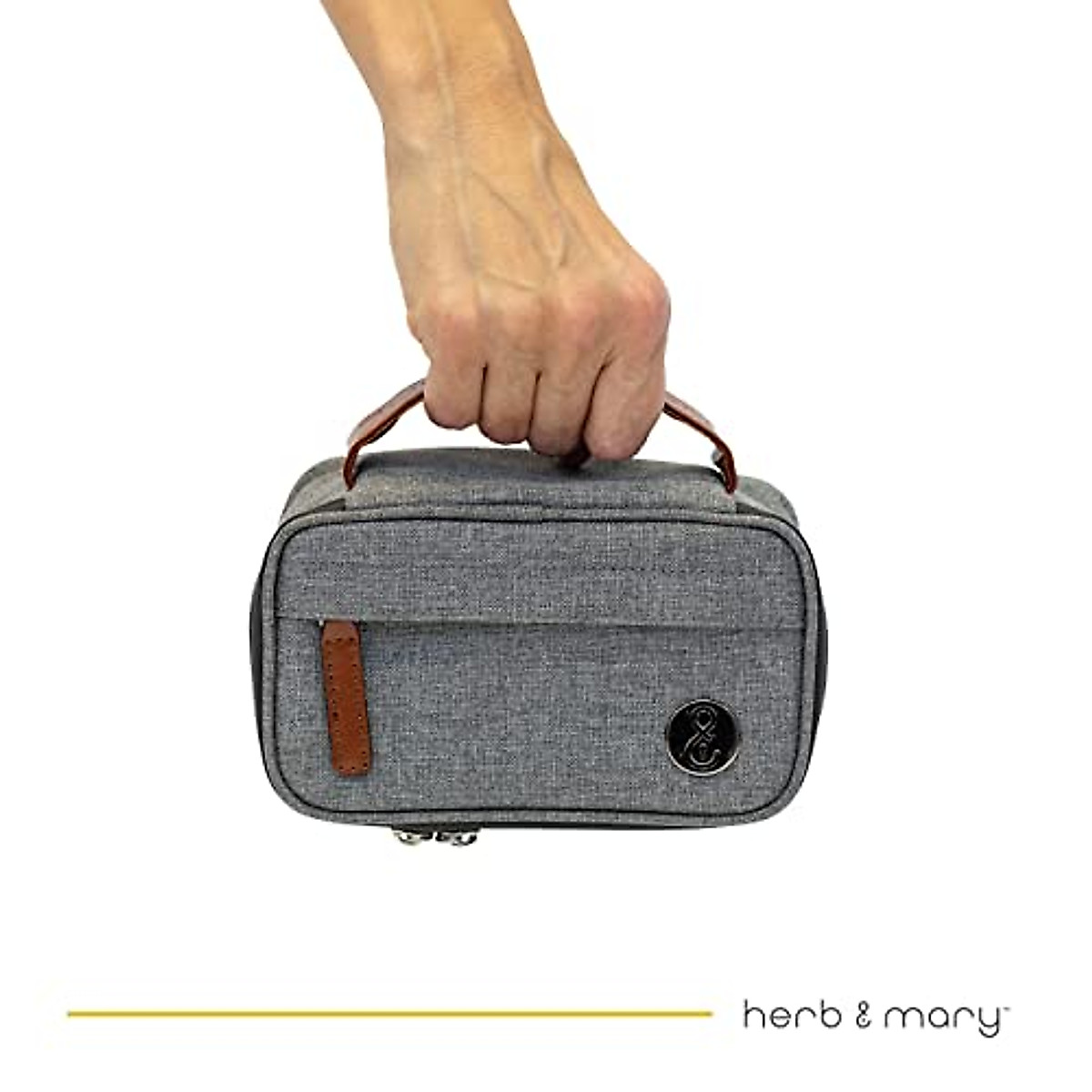 Herb & Mary Trendy Accessories Bag 7" x 4" x 3.25" Storage Case with Carbon Lining | Travel Size Organisation | Integrated Combination Lock