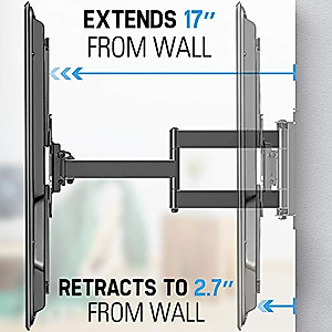 Mounting Dream Full Motion TV Wall Mount for 42-75 Inch Flat Screen/Curved TVs, Heavy Duty Wall Mount TV Bracket with Swivel Articulating Dual Arms, VESA 600x400mm, 100 lbs MD2656