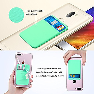 Costyle 4 Pack Slim Card Holder for Back of Phone- Pink Gray Mint Green Rose